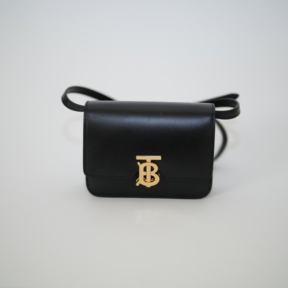 Burberry | Bags | Burberry Mini Tb Bag Black Calfskin | Poshmark